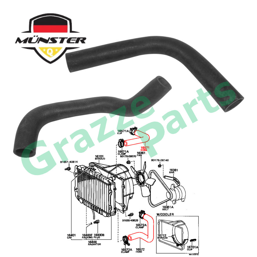(1pc) Münster Radiator Coolant Hose Pipe Top Upper Bottom Lower for ...