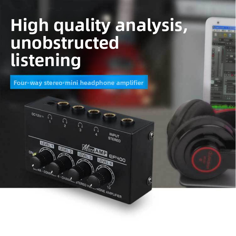Mini Amplifier Headphone Amplifier 4 Channels Ultra-Compact Stereo ...
