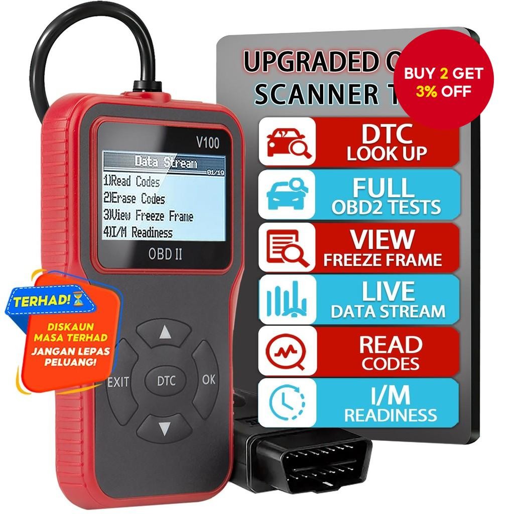 V100 Obd2 Scanner - New Model, I/m Ready, 10,000+ Dtcs, Code Read ...