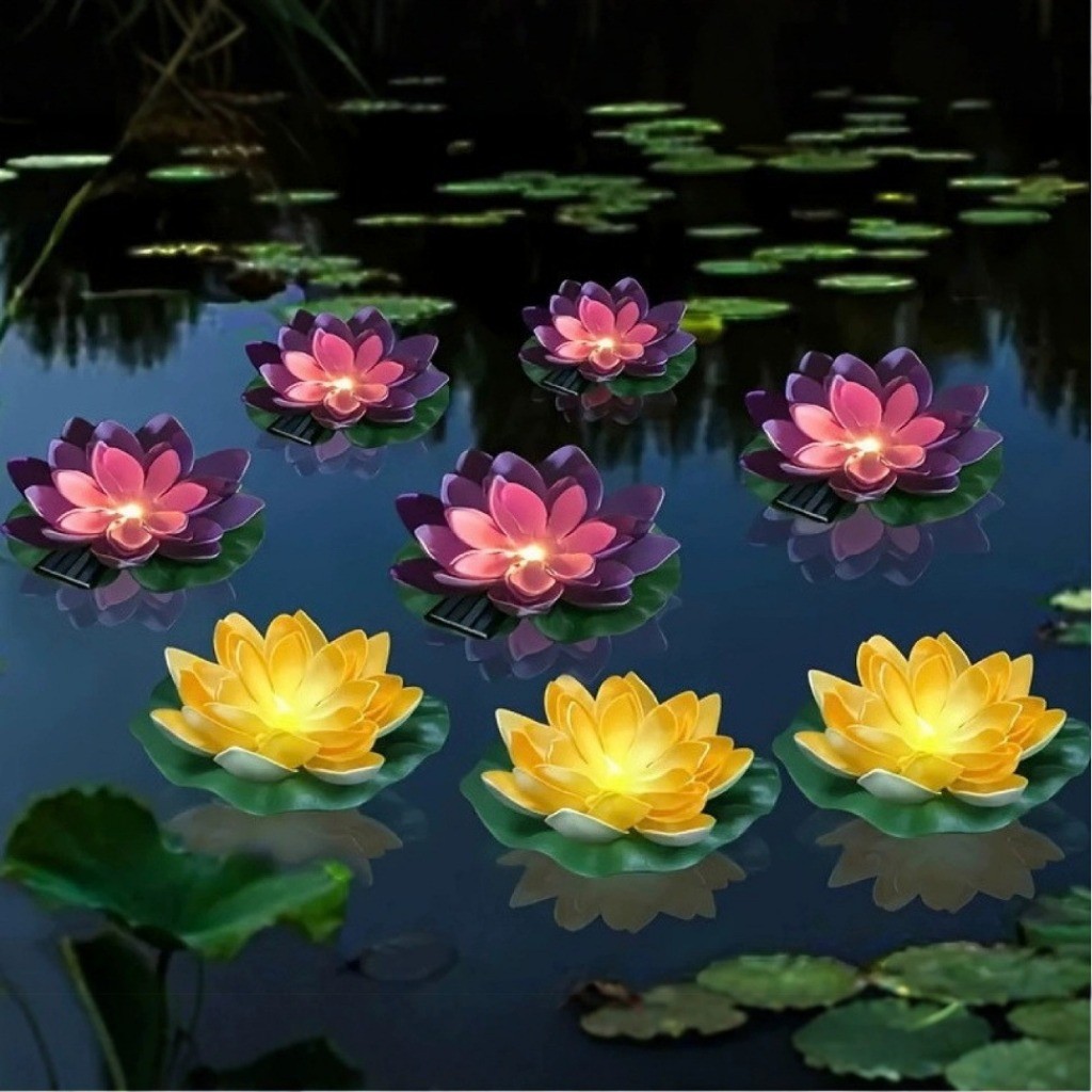 Deepavali Diwali Floating Water Solar Lotus Lamp Induction Lotus Light ...