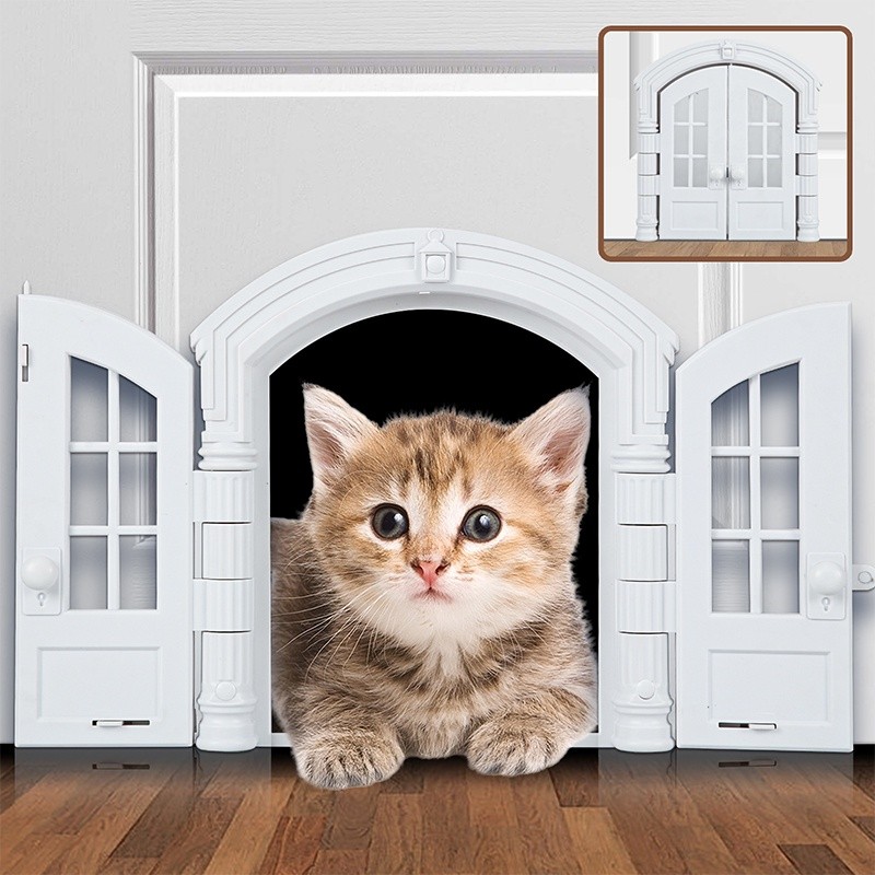SUUNO Cat Door French Door Frame Pet Entry 2 Doors Design Enter and ...