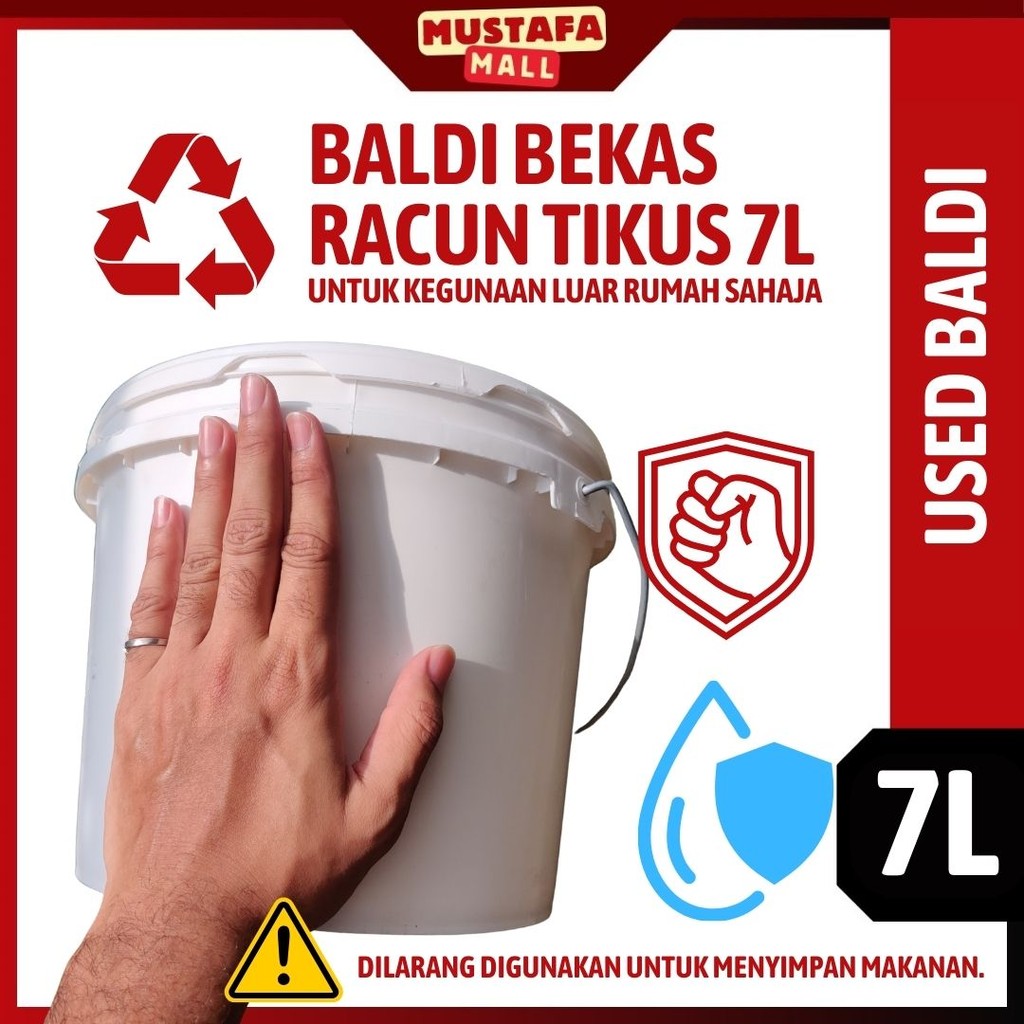 Used baldi putih 7 liter, pemegang besi padu. Sesuai buat tong, storage ...
