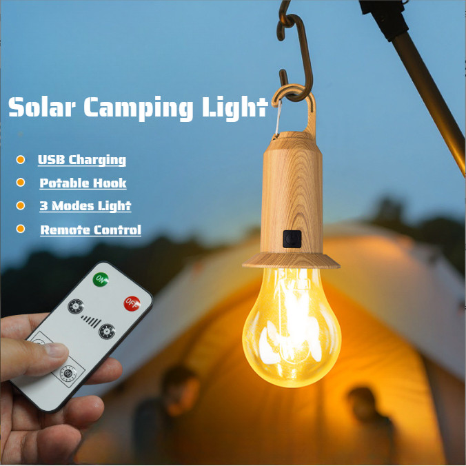Solar Camping Light With Remote Control Waterproof USB Outdoor LED Tent ...