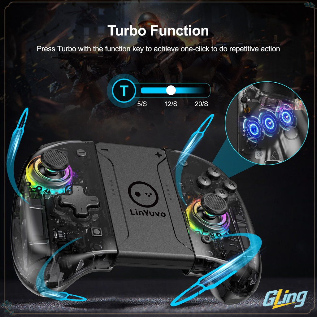 LinYuvo Wireless Controller With Programmable Mapping Function for Switch/Switch OLED/Switch ...