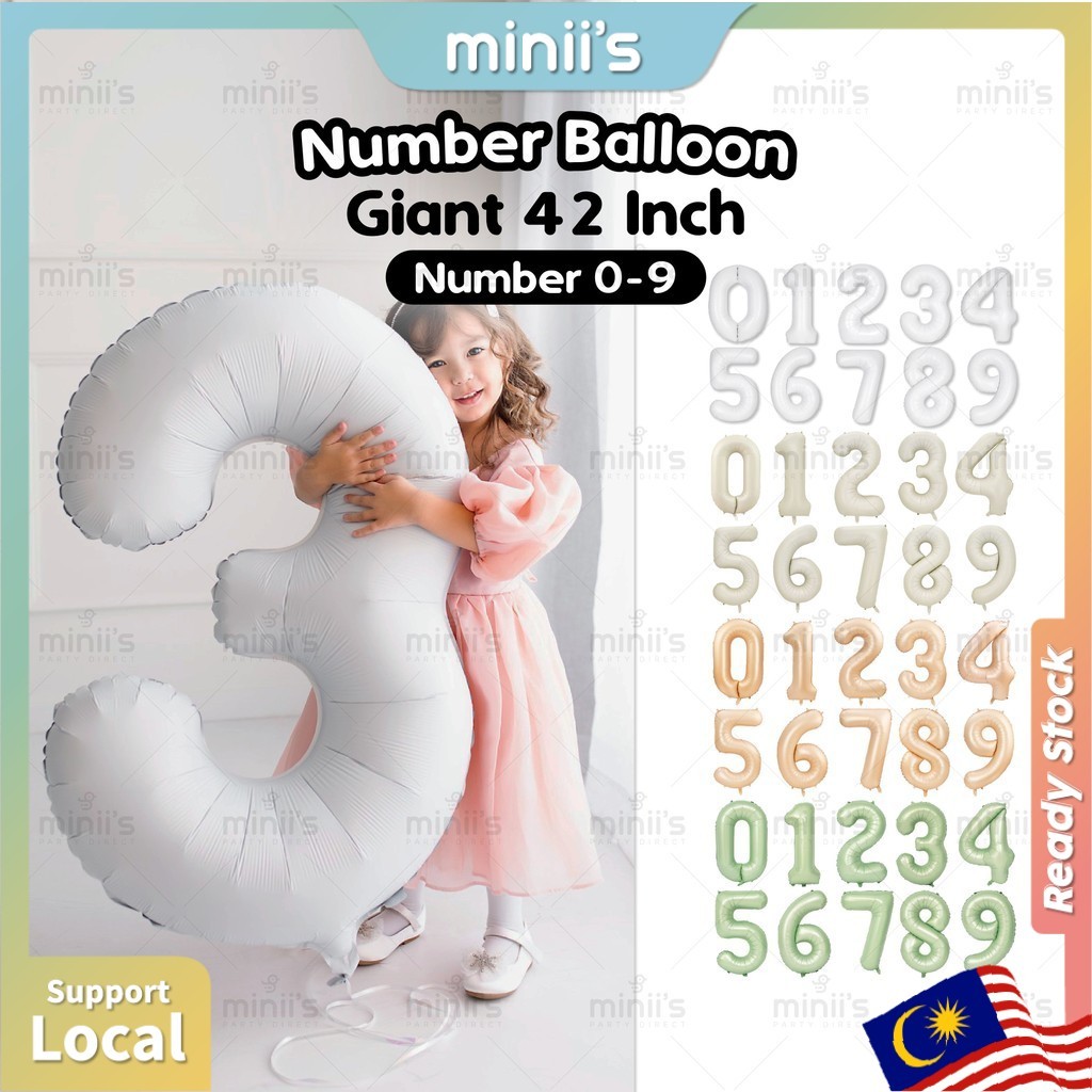 MINIIS INS Style 42 Inch Number Balloon 0-9 Number Foil Balloon Number ...