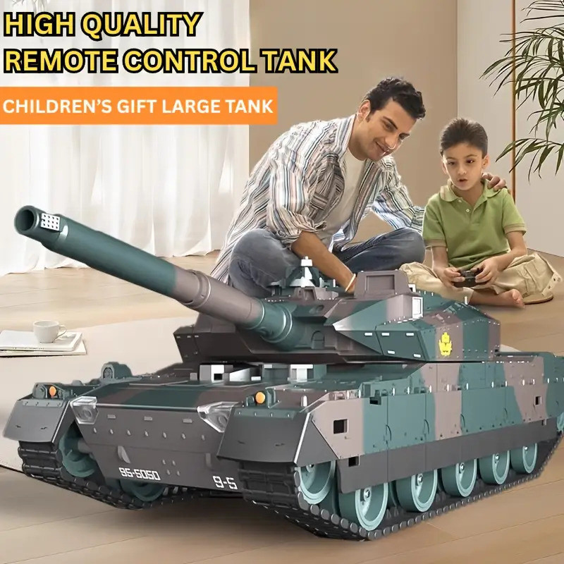 Large 1:24 Scale 2.4G Remote Control Tank Toy - 330° Turret Rotation ...