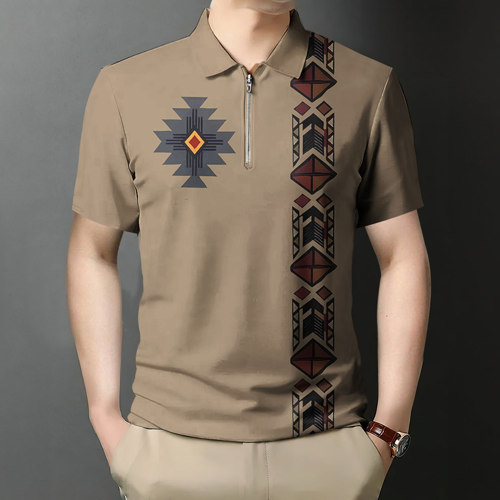 Summer ethnic 3D printed men's zipper Polo shirt men's ASEAN clothing ...