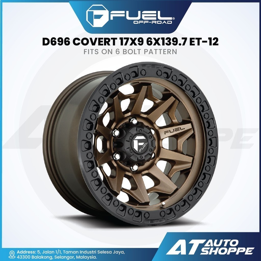 Fuel Offroad Covert - Bronze Wheel Black Ring 17x9 ET-12 6x139.7 (1 ...