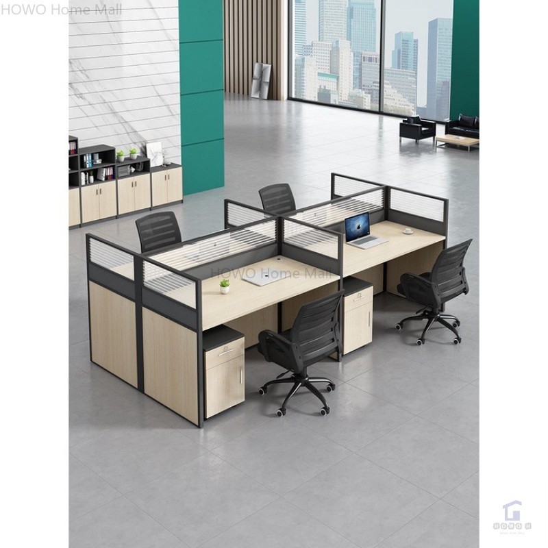 Office desk and chair, work station,staff position, computer desk, four ...