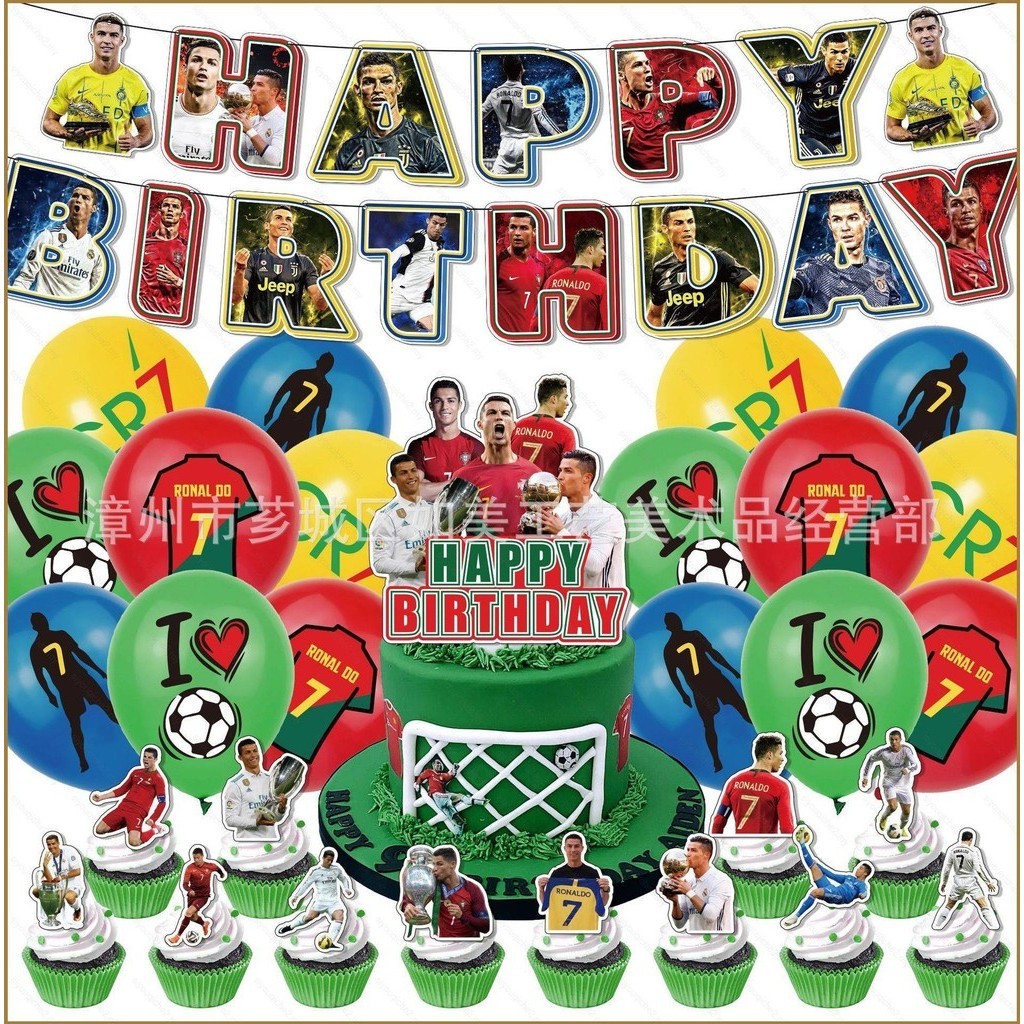 333 CR7 Cristiano Ronaldo theme kids birthday party decorations banner ...