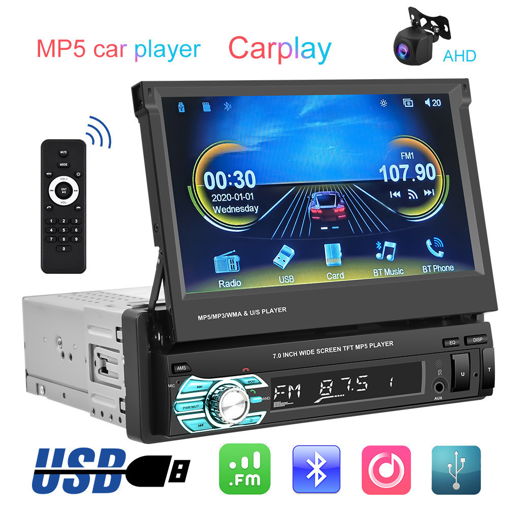 7-Inch Retractable Screen Vehicle-Mounted MP5 Video Player Wired ...