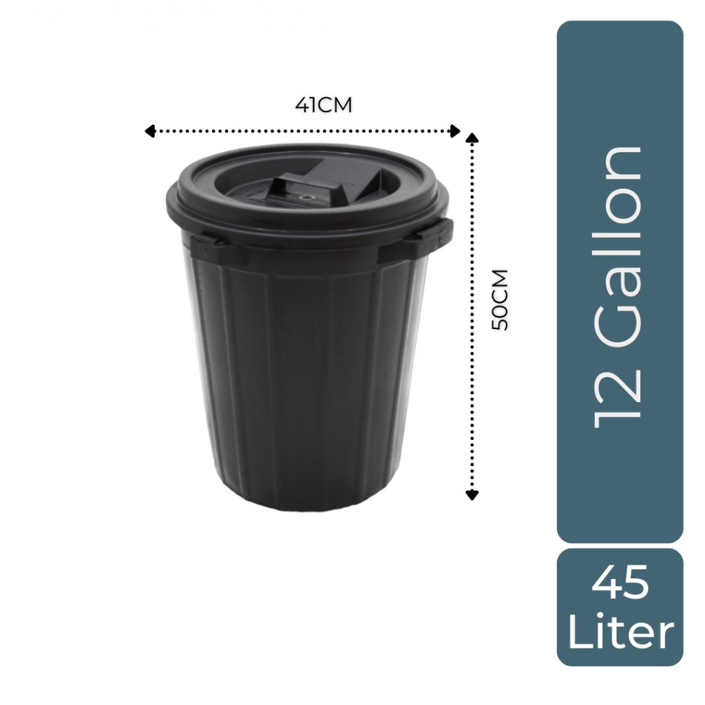 12 Gallon Pail with Cover Black Dustbin / Plastic Garbage Plastic Dustbin/Pvc Black Rubbish bin ...