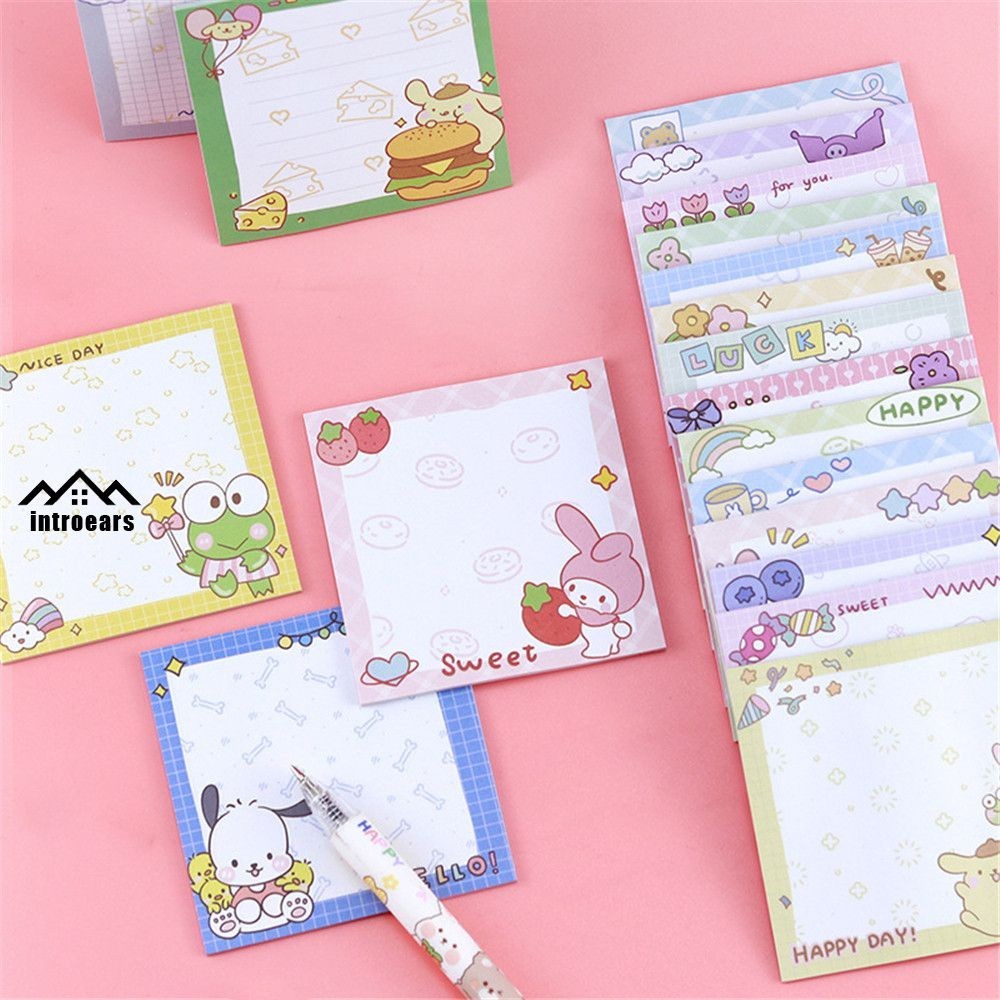 INTR 4Pcs/Pack Kawaii Sanrio Anime Sticky Note Cute Hello Kitty Kuromi ...