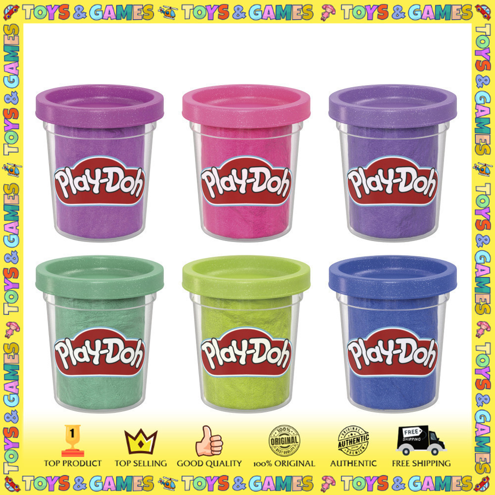 Play-Doh Sparkle Collection With 6 Multi Color (16oz) Shine Compound ...
