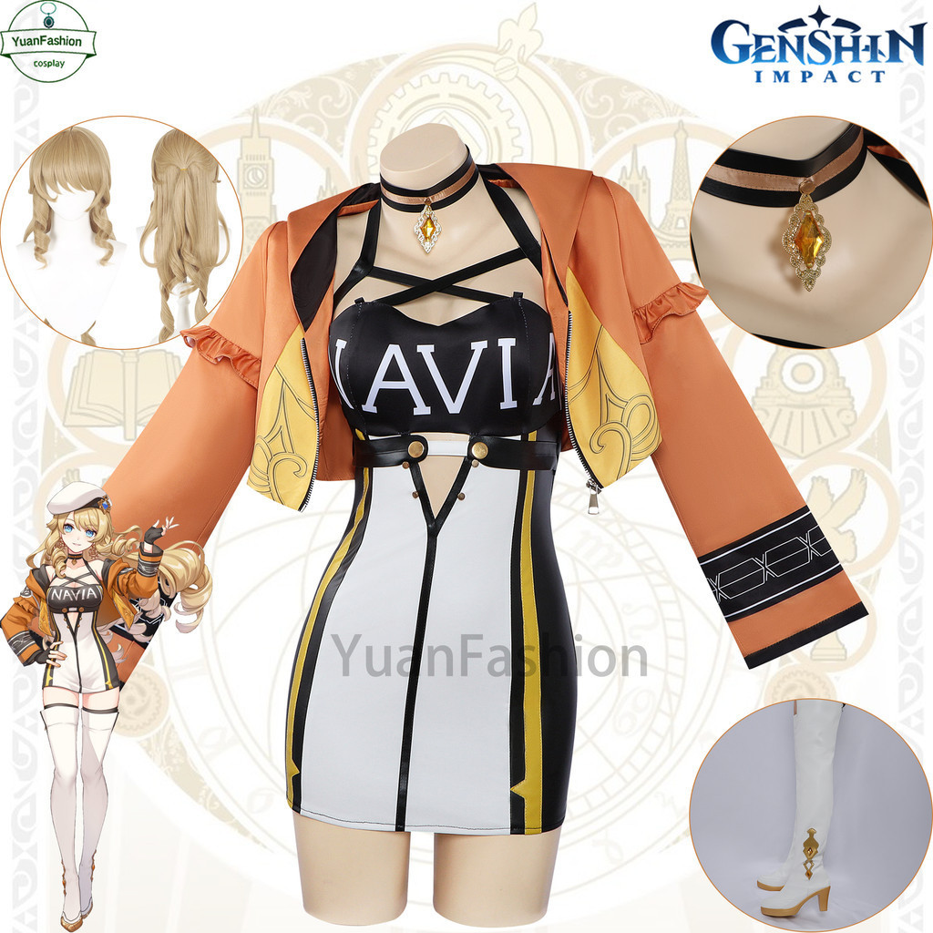 [Ready Stock] Genshin Impact Linkage Navia cosplay Navia Racing Suit ...