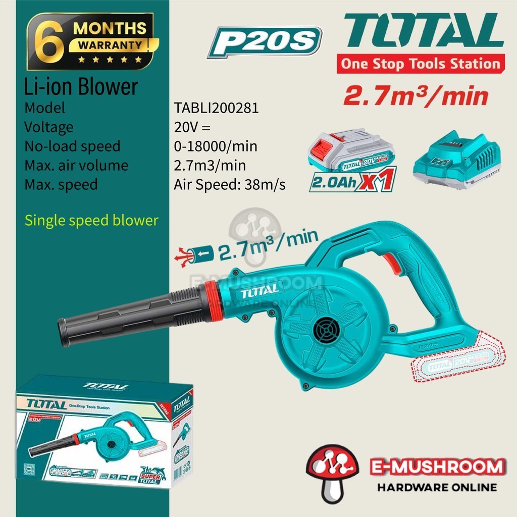 Total TABLI20028 / TABLI200281 Li-ion Blower 20V Air Speed 38m/s ...