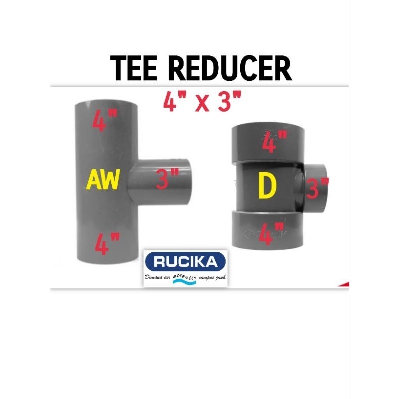 Tee 4x3 inch AW Rucika/Verlop tee/Vlok tee 4" x 3" inch AW | Shopee ...