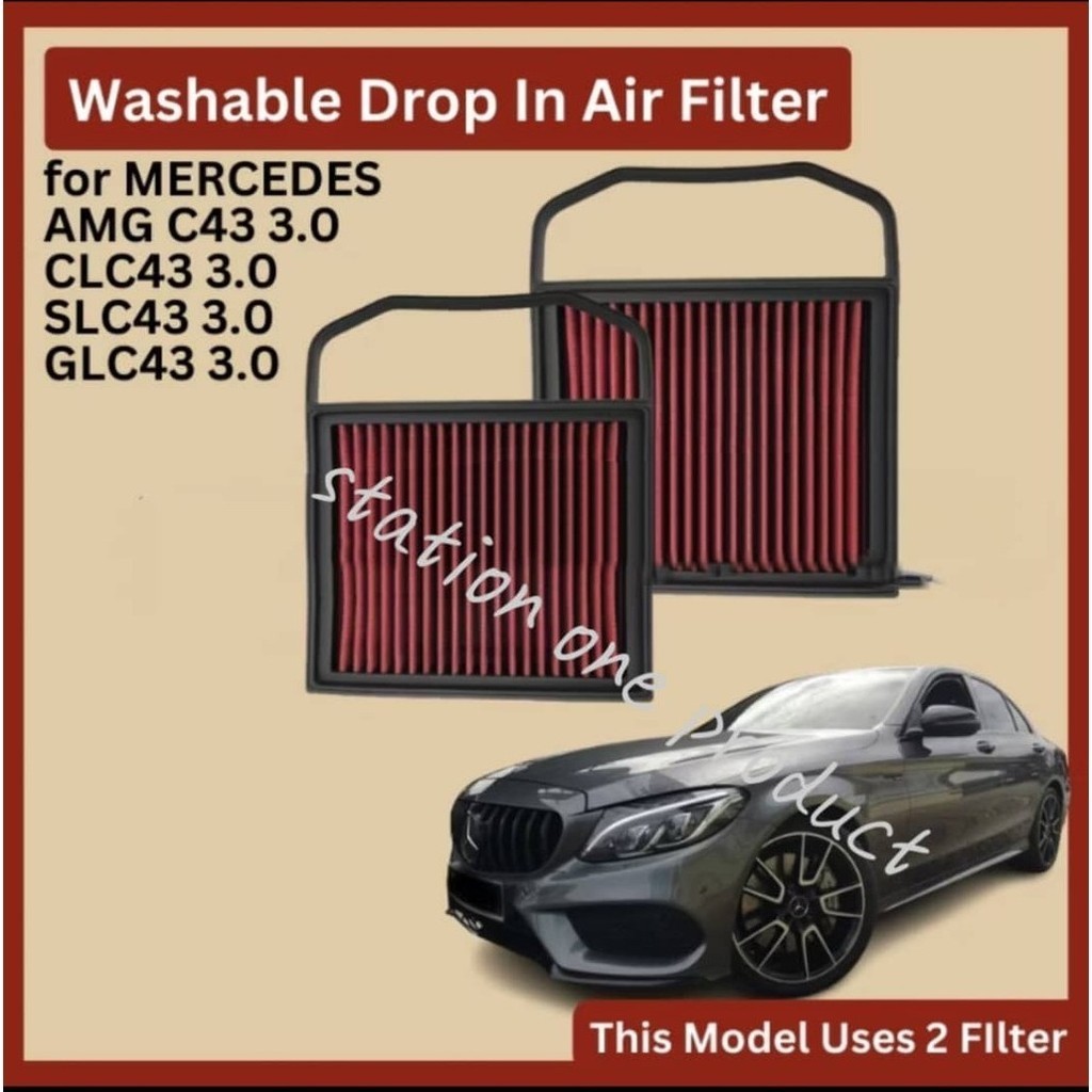 Mercedes AMG C43 3.0 Drop-In Panel Air Filter (2 Pieces) | Shopee Malaysia