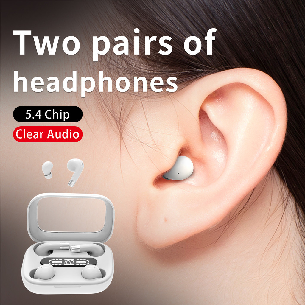 4 Pieces Wireless Bluetooth Earphones 2 Pairs of Gaming Sleep 2-in-1 In ...