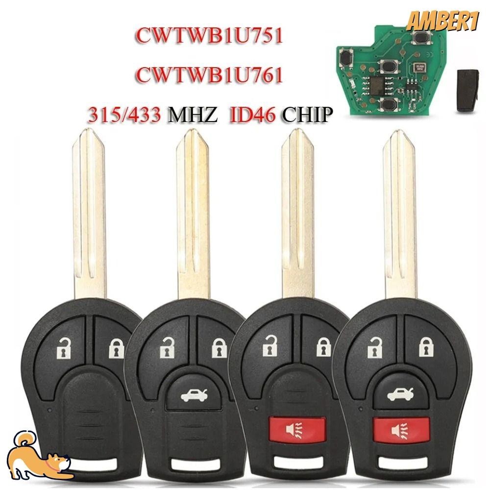 AMBER1 Car Remote Key, 315/433MHZ ID46 Chip Remote Key, Replacement ...