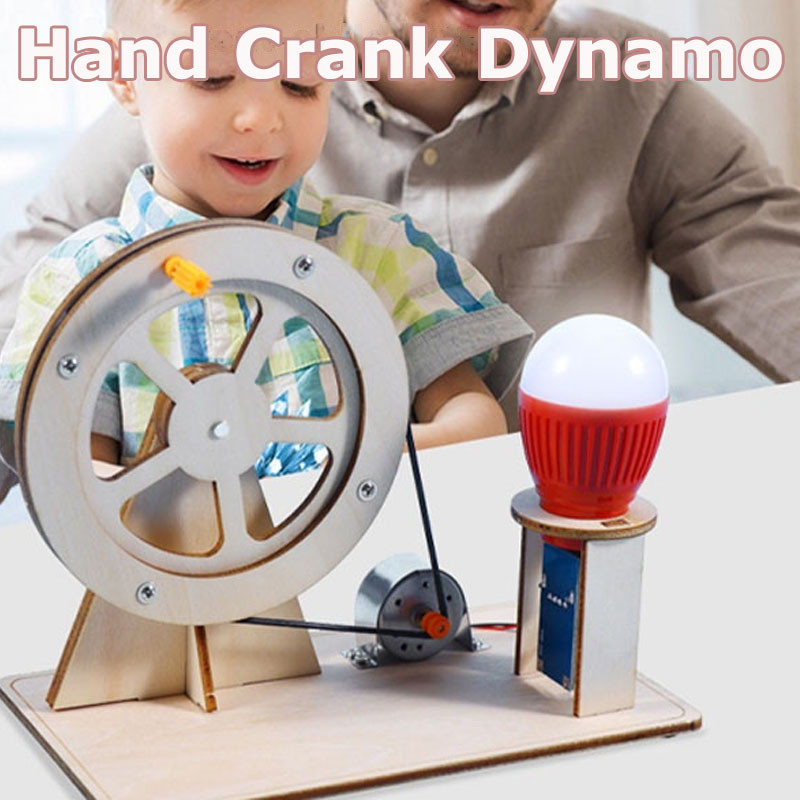 DIY Hand Crank Dynamo Wooden Educational Kits Generator Bulb Kit ...
