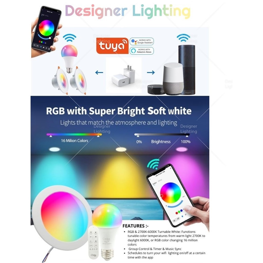 Tuya Smart Bluetooth LED Light Bulb 220V Color Change RGB Lamp Dimmable ...