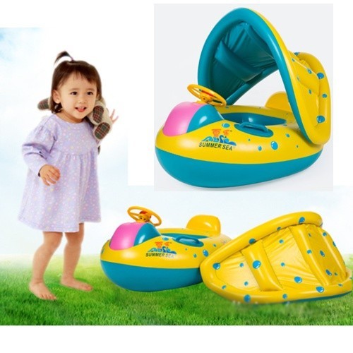 Swimbobo Car Float for Kids 1-4 Years Wireless Baby Boat with Canopy ...
