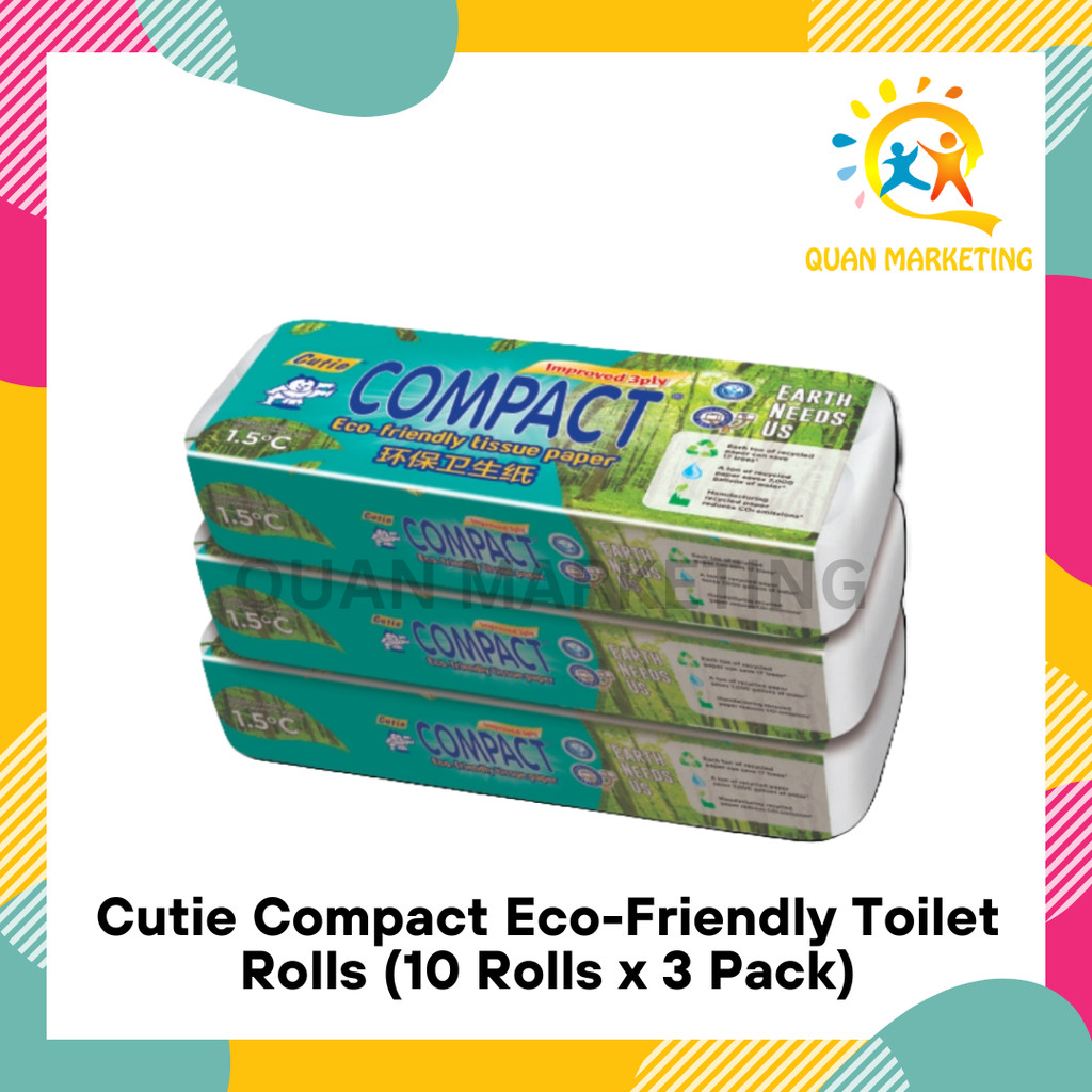 Cutie Compact Eco-Friendly Toilet Rolls 3ply (10 Roll x 3 Pack) (Green) | Shopee Malaysia