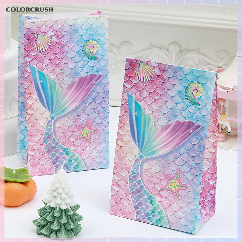 Colorcrush 5Pcs Mermaid Sea Theme Party Mermaid Candy Paper Bag Candy ...