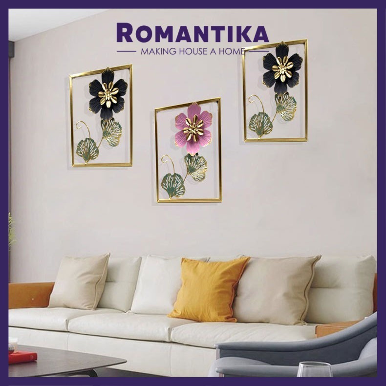 Romantika FLORAL WALL HANGING 25x30CM Gold Frame Wall decoration with ...