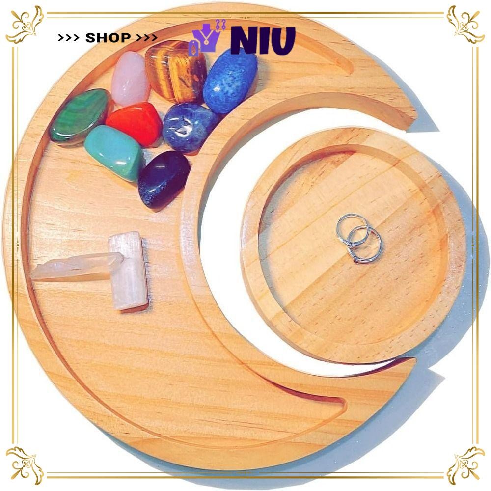 NIU Wooden Moon Tray, Wood Log Color Wooden Storage Tray, Vintage ...