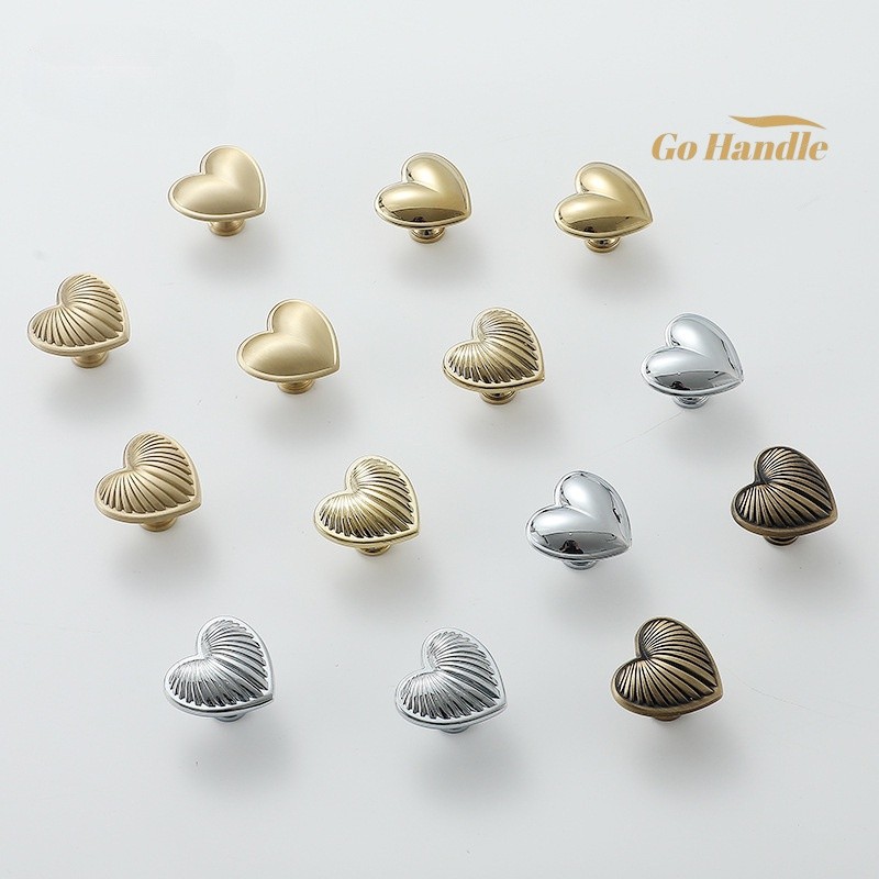 Love Heart Shape Handles for Furniture Solid Brass Single Hole Gold ...