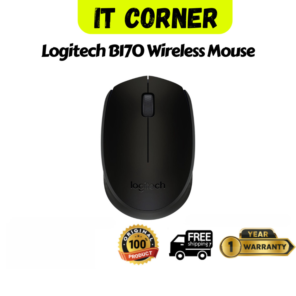 Logitech B170 Wireless Mouse, 2.4 GHz with USB Nano Receiver, Optical ...
