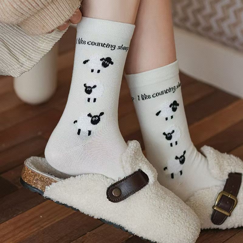 Fashion Preppy Style ins Ladies Mid-tube Socks Casual Sports Cotton ...