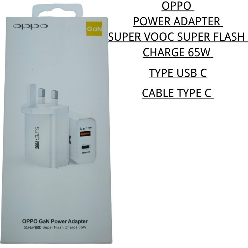 Oppo 65w GaN Charger Super Dart Charge Adapter With Type-C PD Cable | Shopee Malaysia