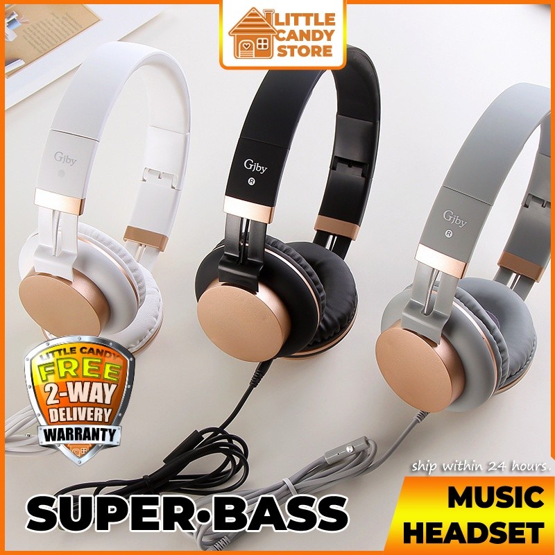 Music Headset GJBY GJ-18, Super Bass Headphone with Mic, Over Ear Cute Earphone For Gaming ...