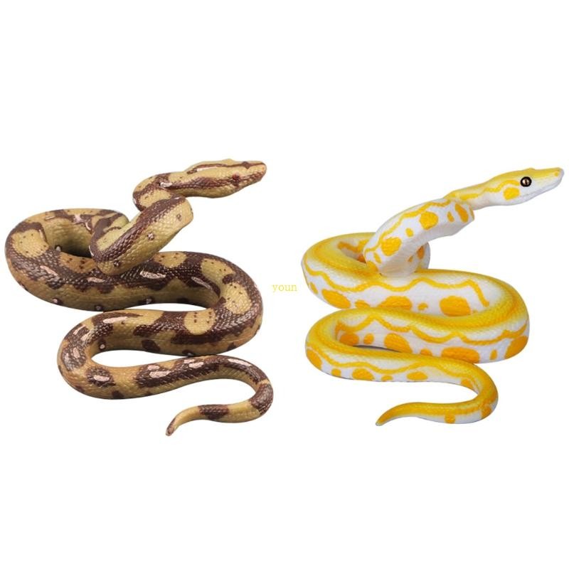 youn Realistic Golden Fake Snake Toy Rubber Snake Figure for Halloween ...