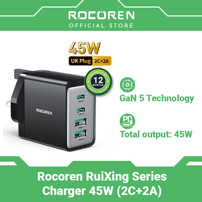 Rocoren RuiXing Series Charger 45W (2C+2A) - Original 1 Year Warranty ...