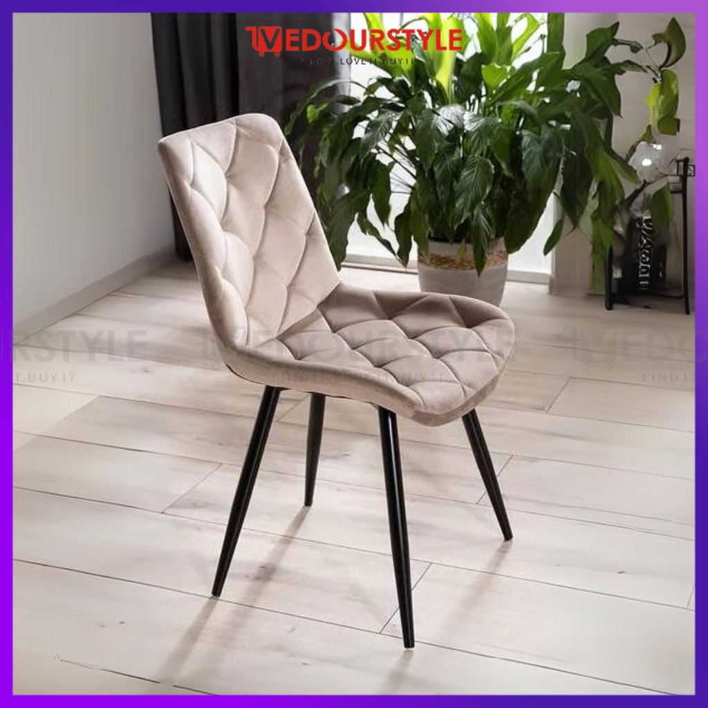 Vedourstyle Velvet Fabric Restaurant Chair Chesterfield Dining Chair ...