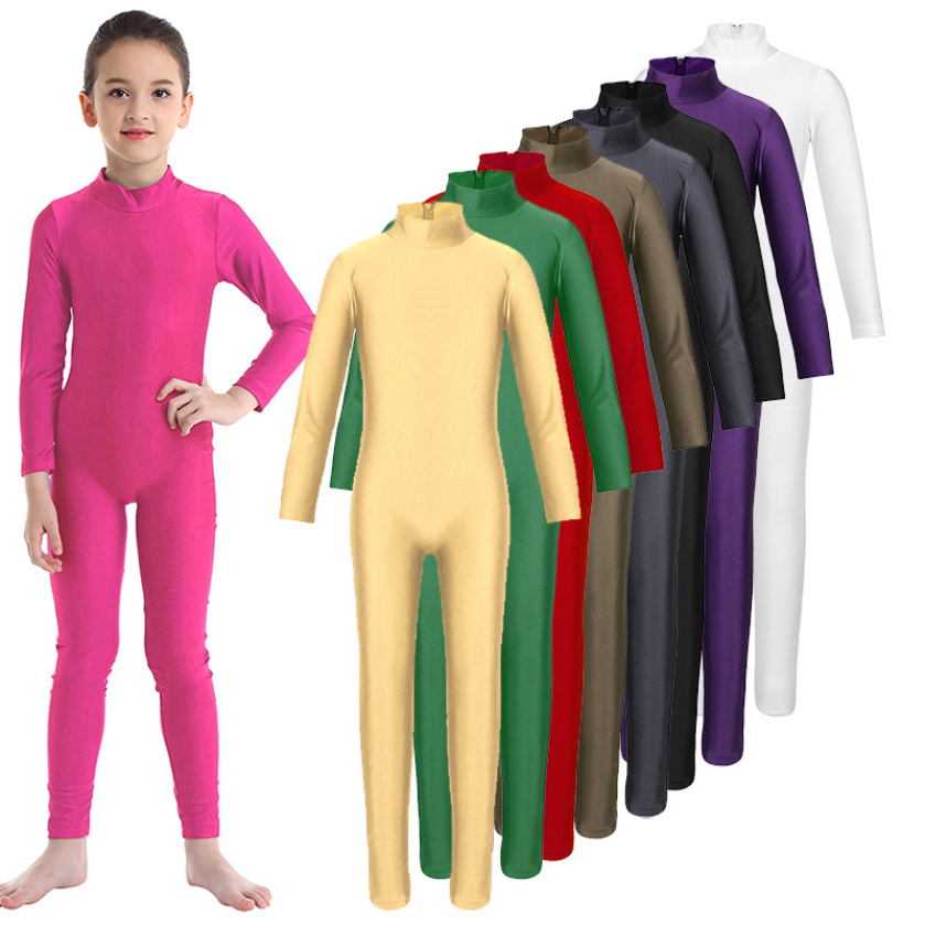 hsb Kids Girls Long Sleeves Ballet Dance Gymnastics Leotard Jumpsuit ...