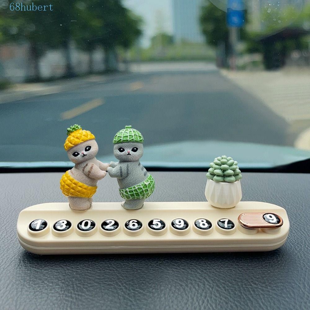 HUBERT Car Dashboard Ornament, Plush Doll Fruit Dance Cat Cartoon Cat ...