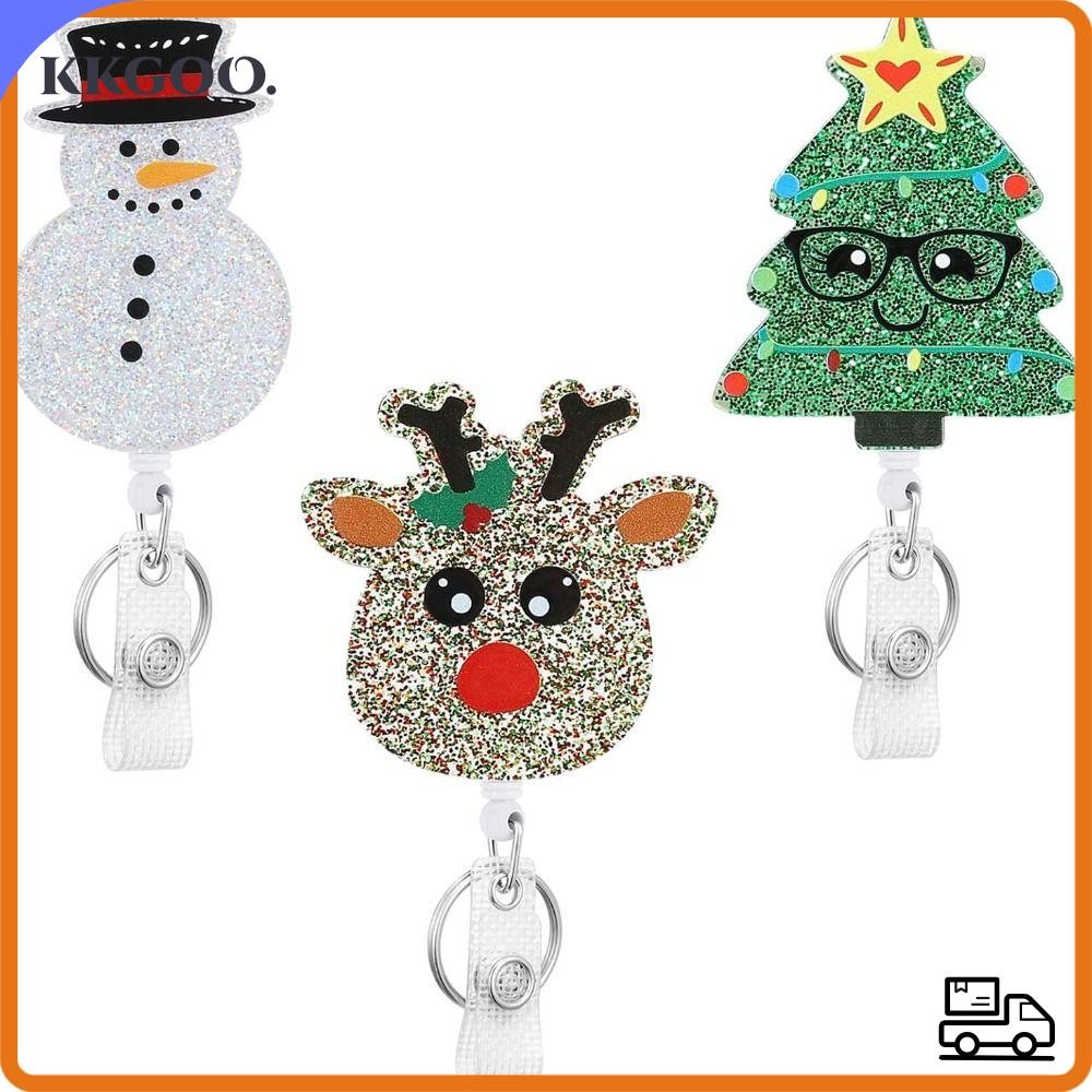 KKGOO Buckle Badge Clip, Christmas Tree Elk Snowman Glitter Acrylic ...