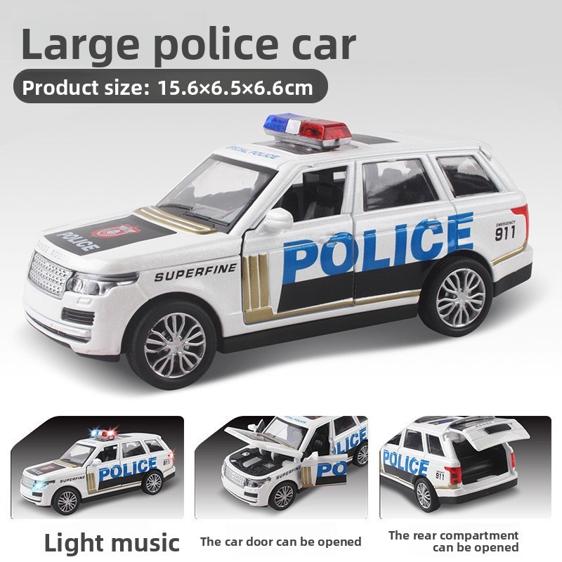 Simulation Off-Road Police Car Toy Sound Light Pull Back Fall-Resistant ...
