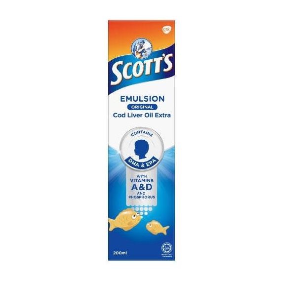 SCOTT'S EMULSION ORIGINAL COD LIVER OIL EXTRA 200ML | Shopee Malaysia