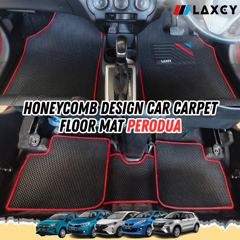 Car Perodua Axia Myvi Aruz Alza Bezza LAXCY Honeycomb Carpet Floor Mat ...