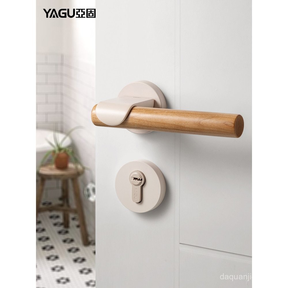 Yagu Modern Door Lock Beige Cherry Wood Door Handle Indoor Bedroom Door ...