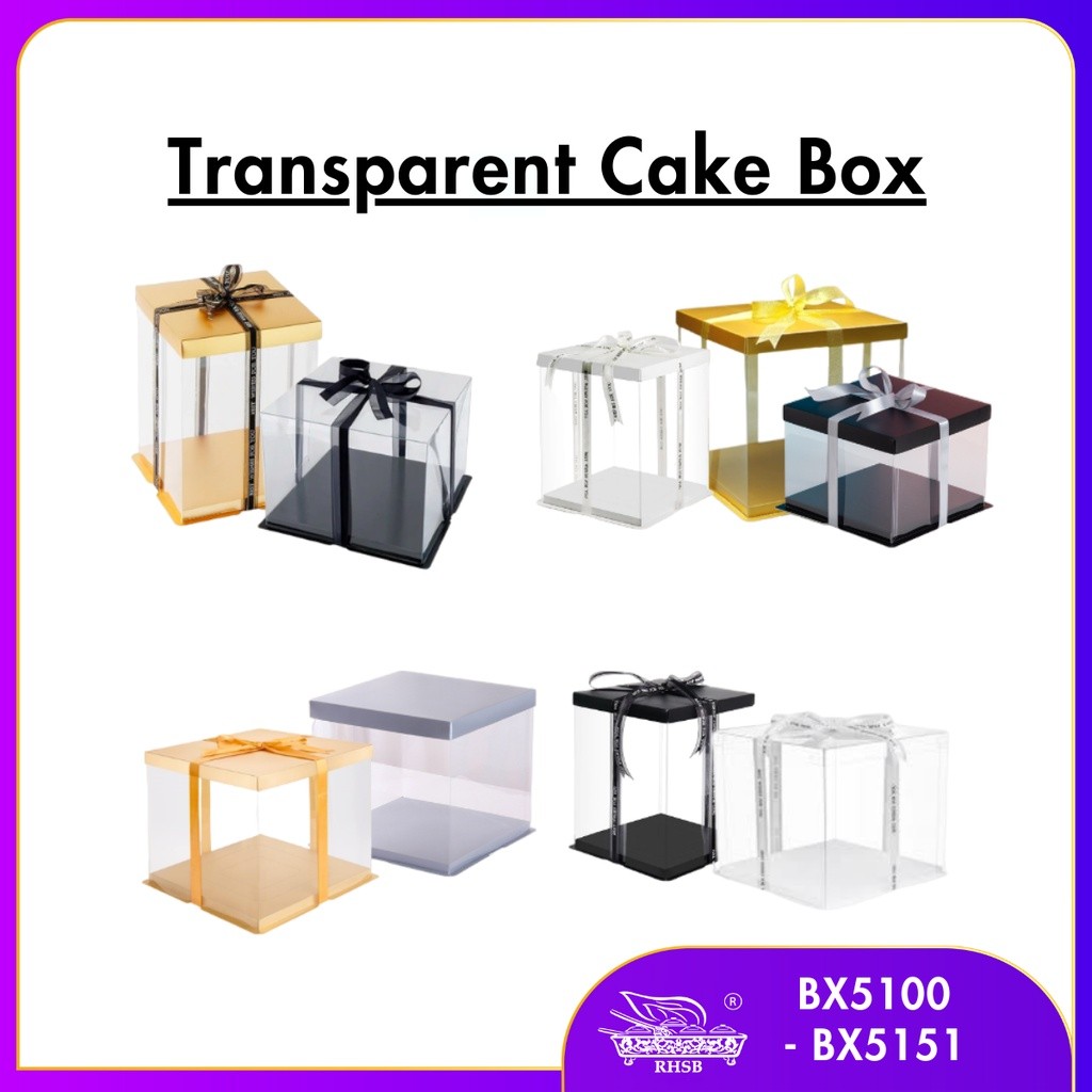 PREMIUM TRANSPARENT CAKE BOX / KOTAK KEK HANTARAN / GIFT BOX /FLOWER ...