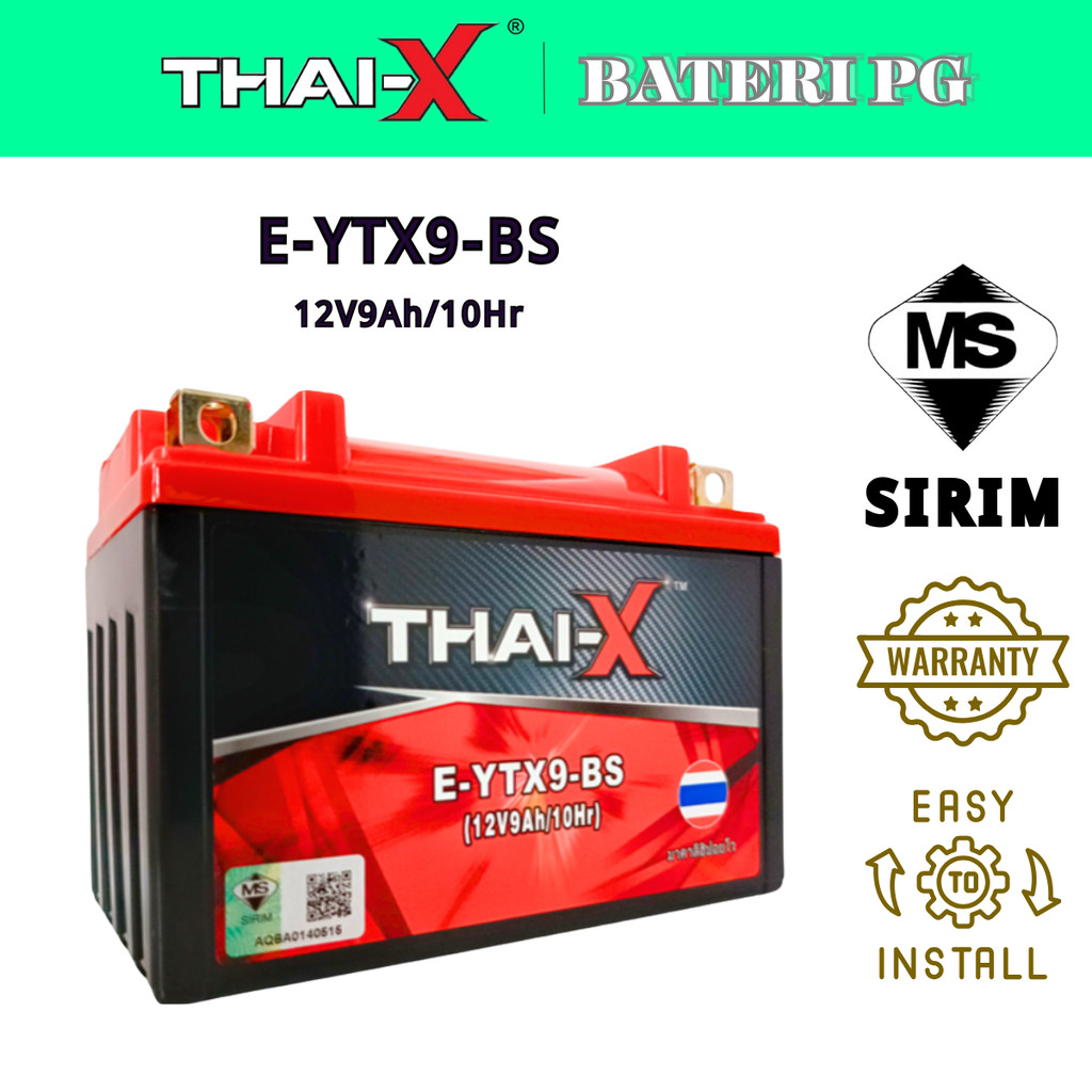 THAI-X YTX9 Motorcycle Battery NINJA250 PULSAR ELEGAN150 TNT300 VTS200 ...