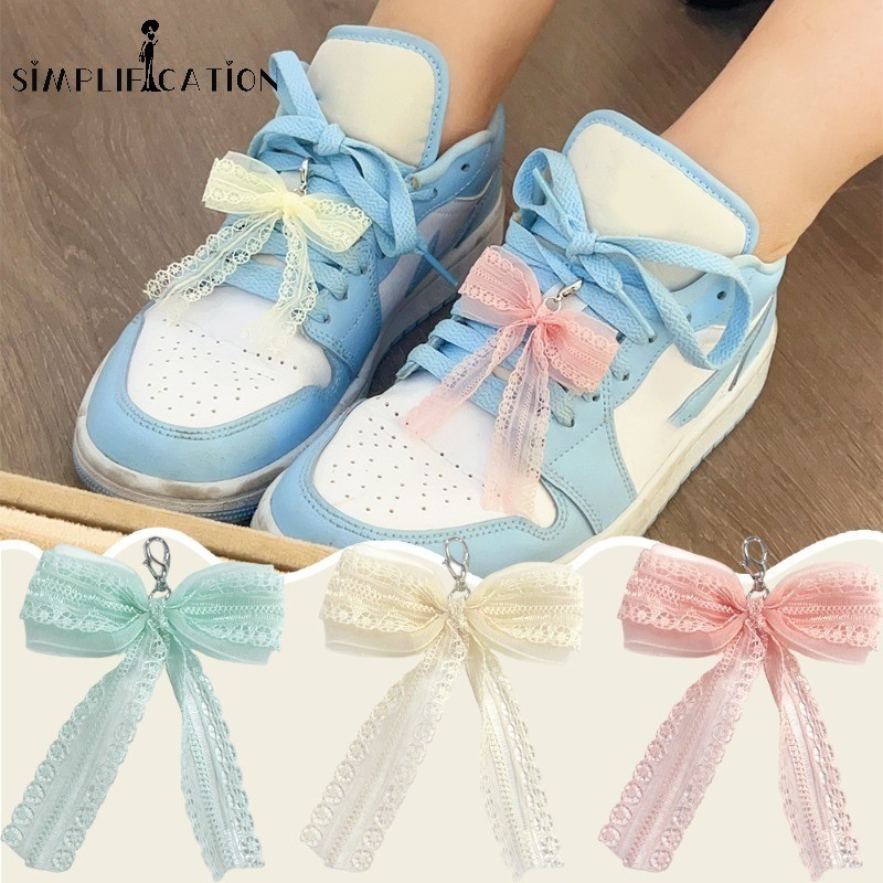 DIY Cute Sweet Colorful Pink Bowknot Shoes Button - Elegant Hollow Lace ...