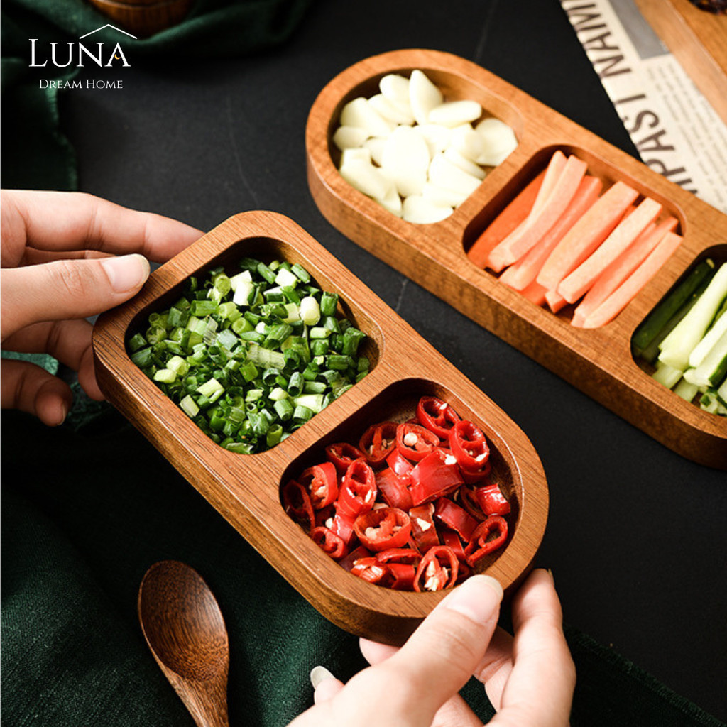 LUNA[Enzo Condiment Platter] Wooden Sauce Seasoning Condiment Spice Dip ...